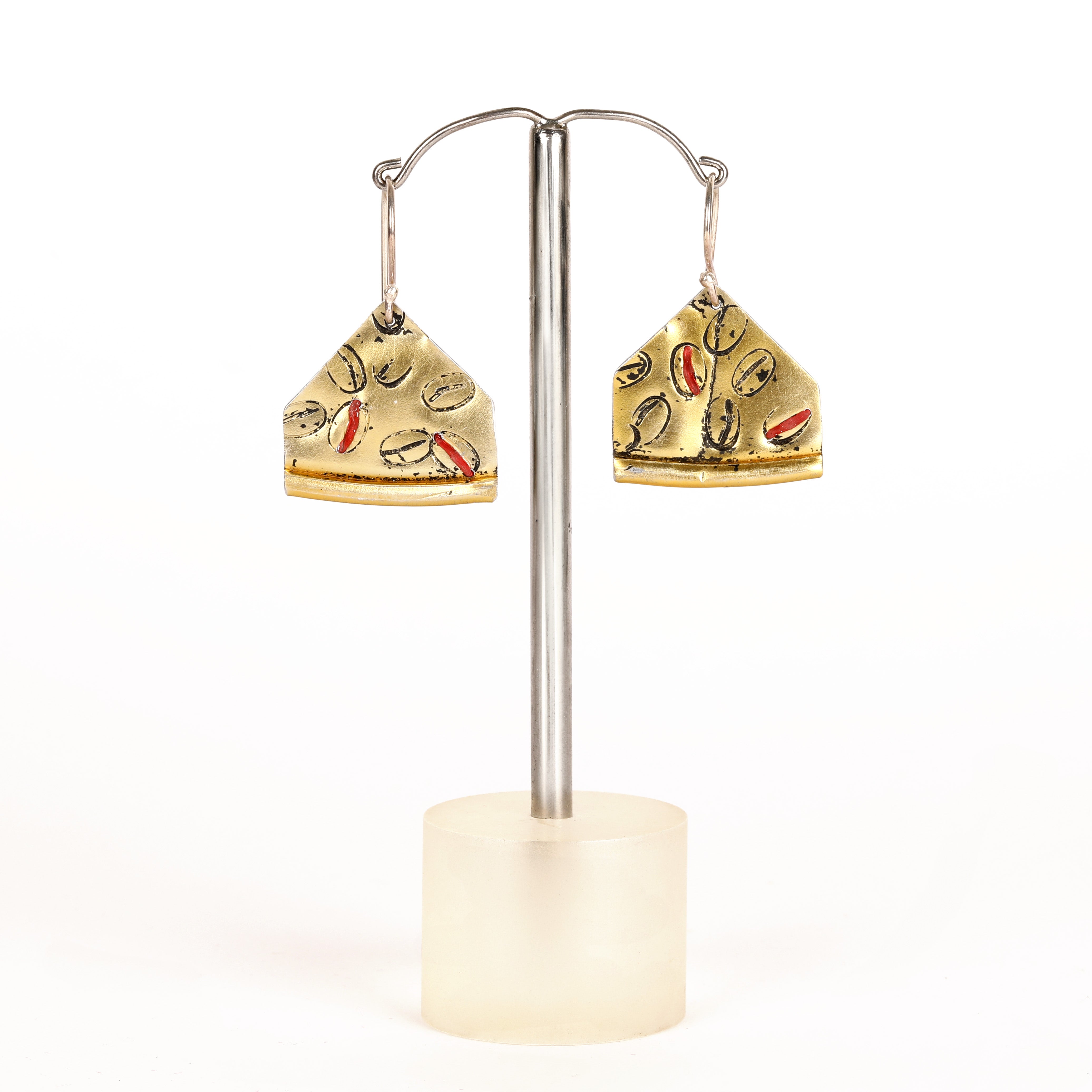 Gold Coloured and Red House Coffee Earrings – Umbrella Studio